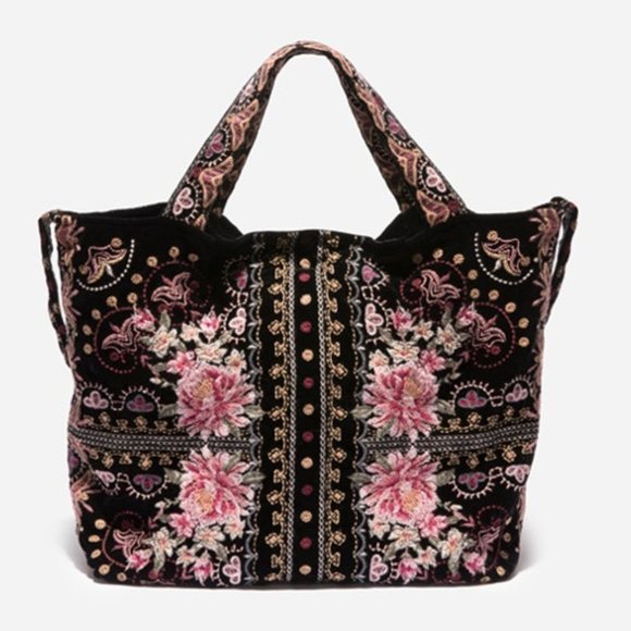 Johnny Was | Bags | Johnny Was Joanna Velvet Tote Bag Handbag Black ...